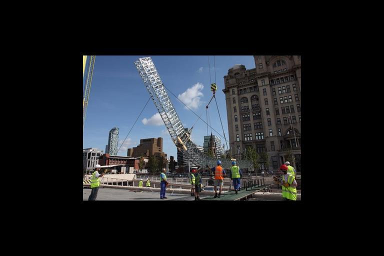James May walks across Atkins' Meccano bridge in Liverpool | News ...